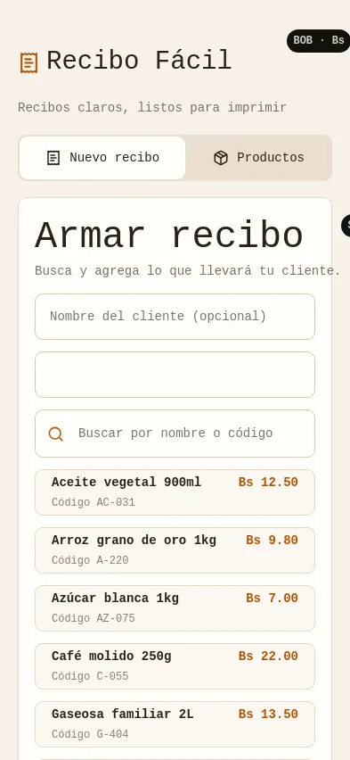 Recibo Fácil Móvil