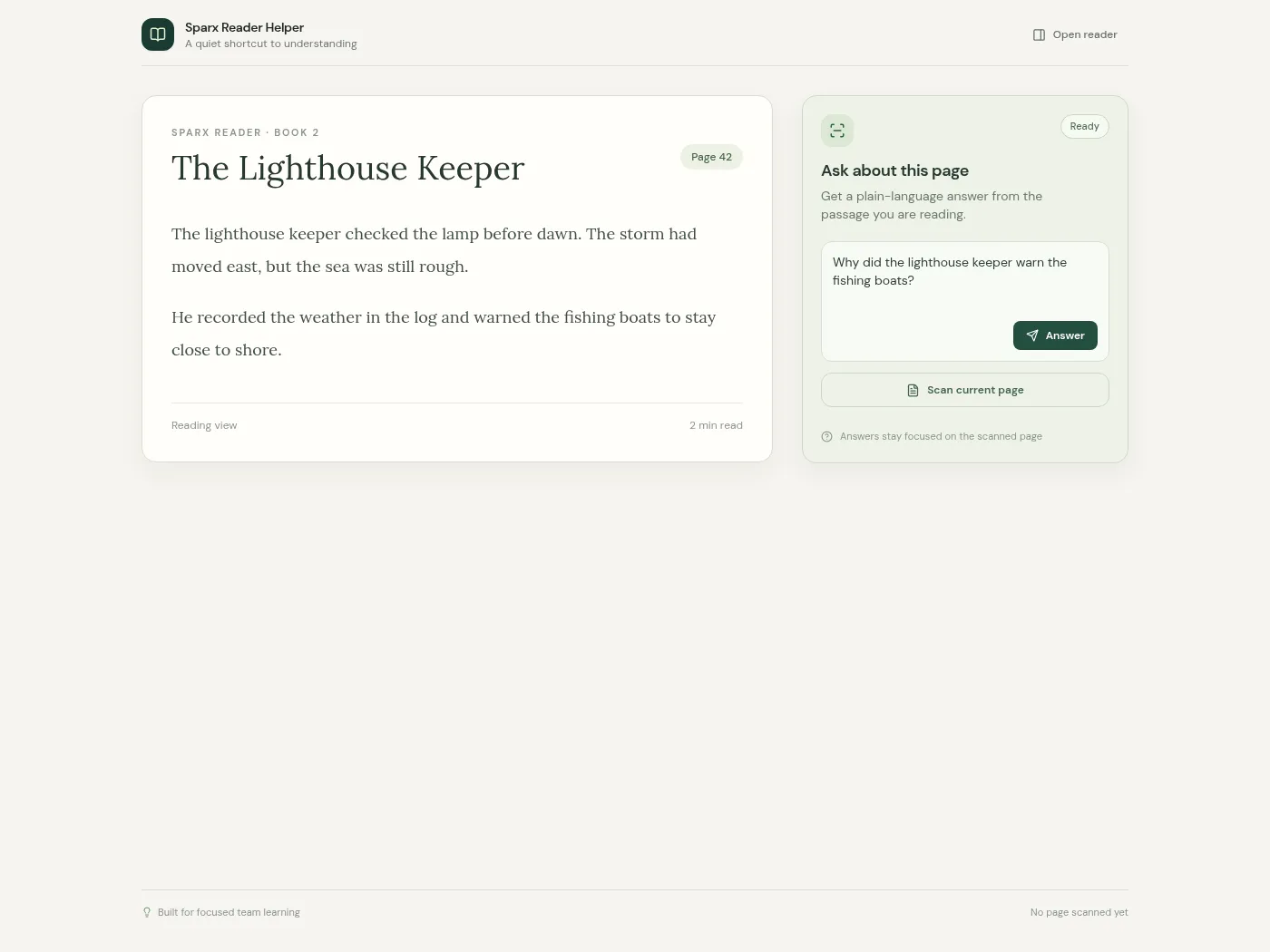 Sparx Reader AI Helper