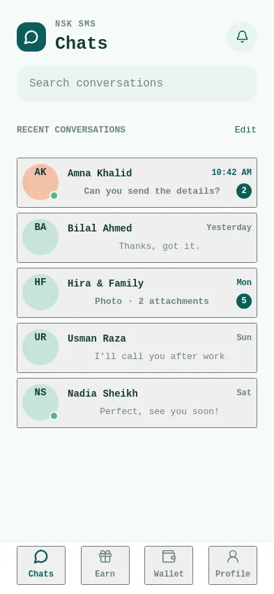NSK SMS Rewards App