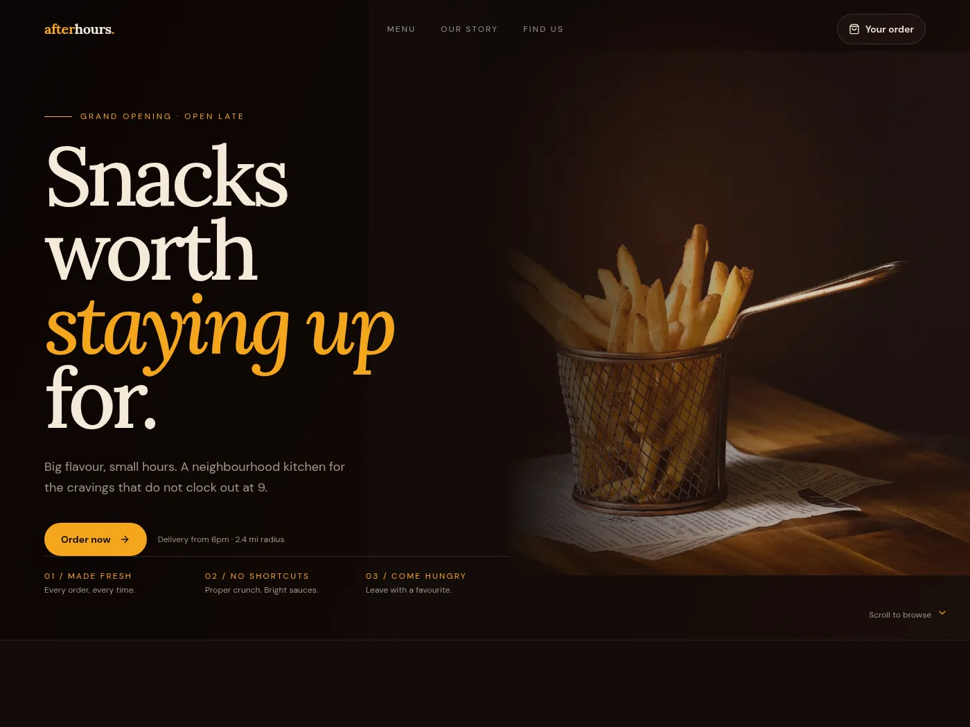 Snack Menu Website
