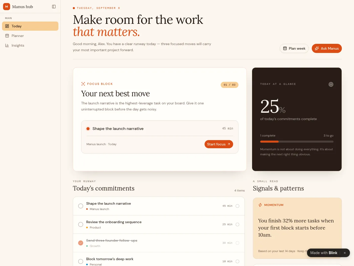 Manus Productivity Hub