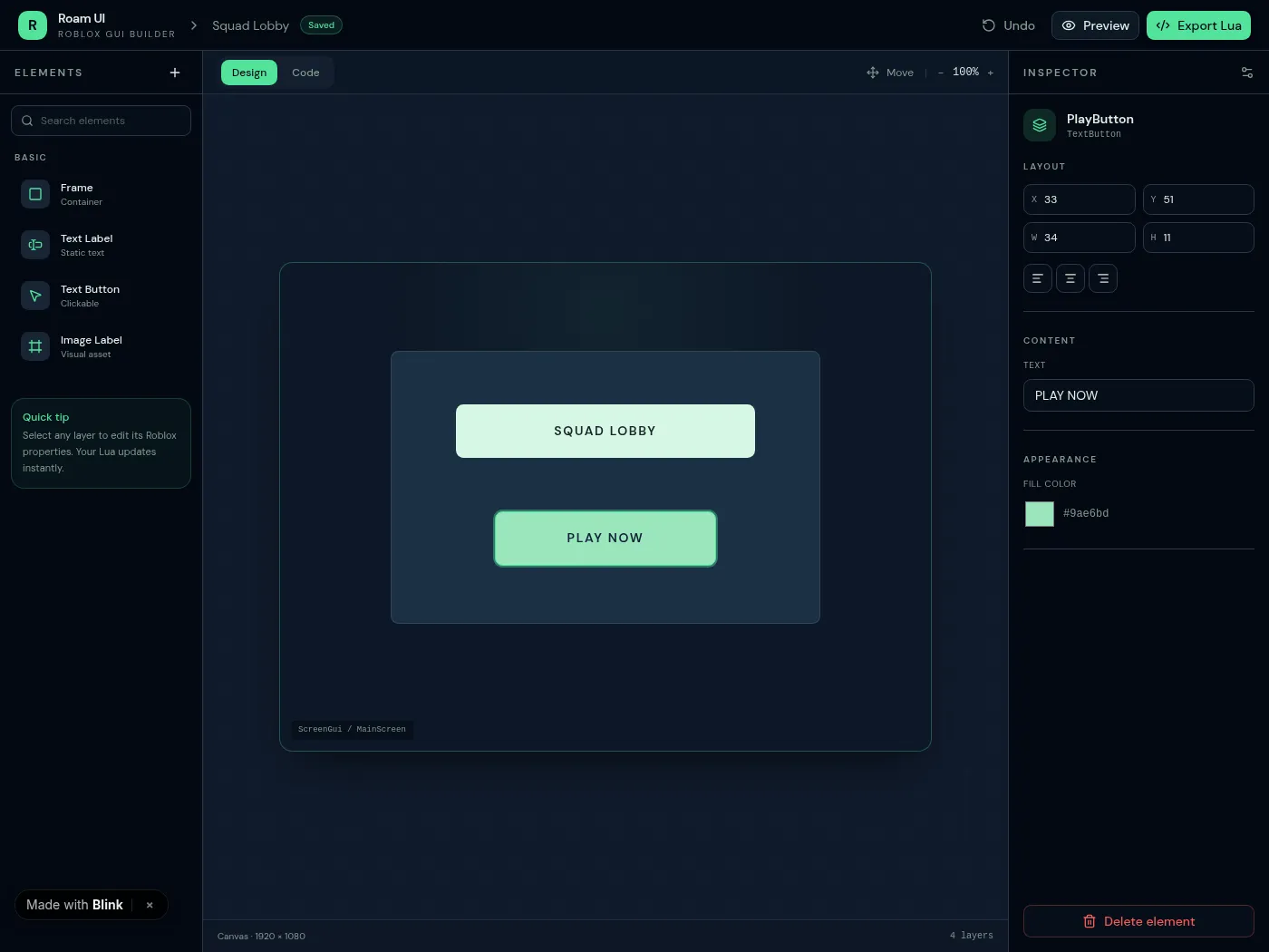 Roblox GUI Builder