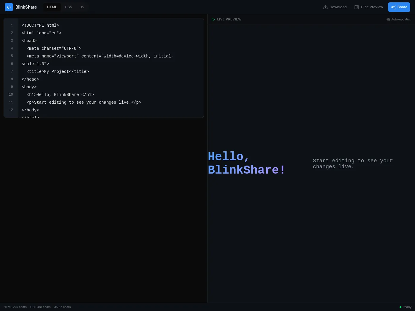BlinkShare Web Editor