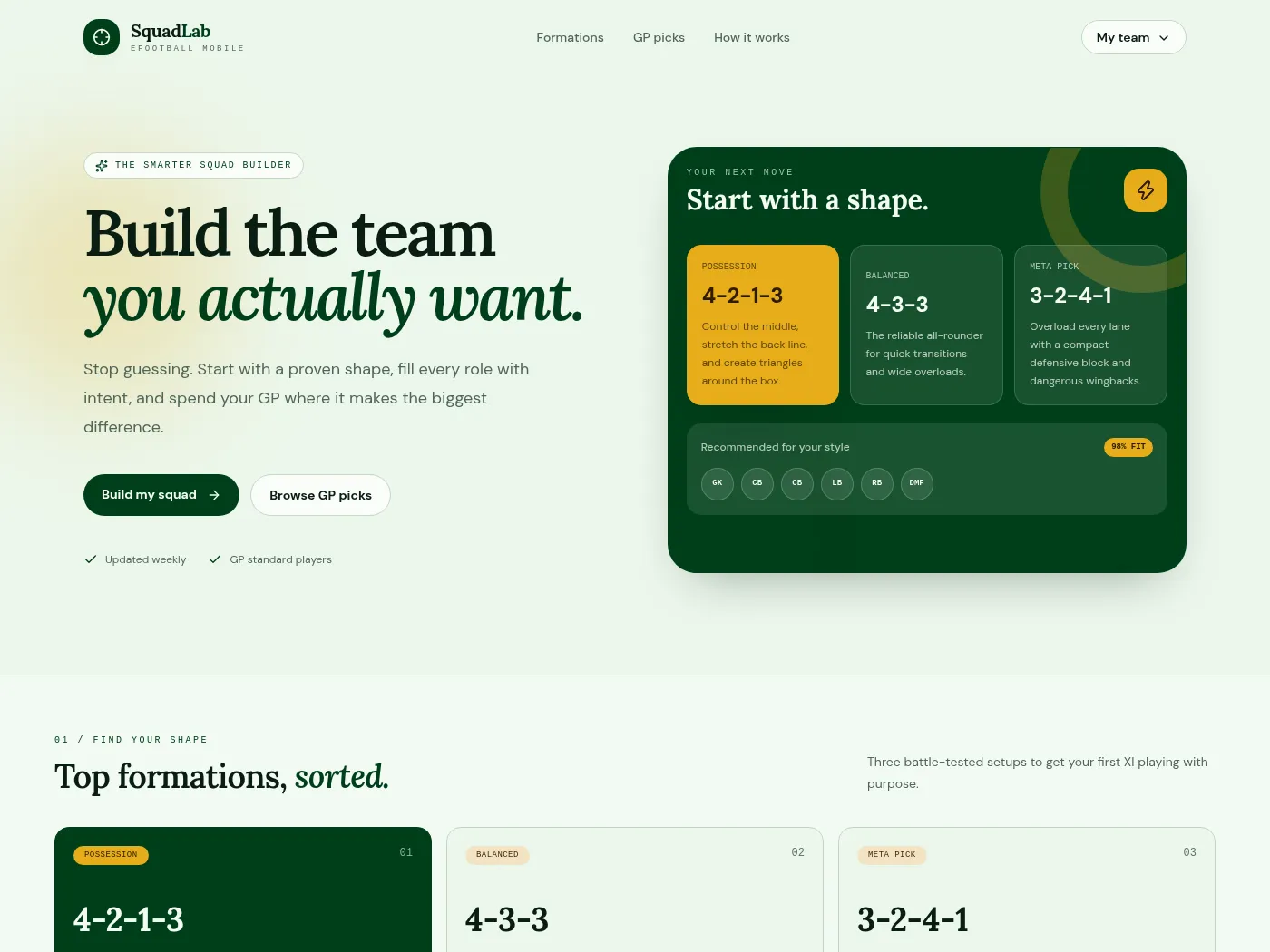 eFootball Squad Builder