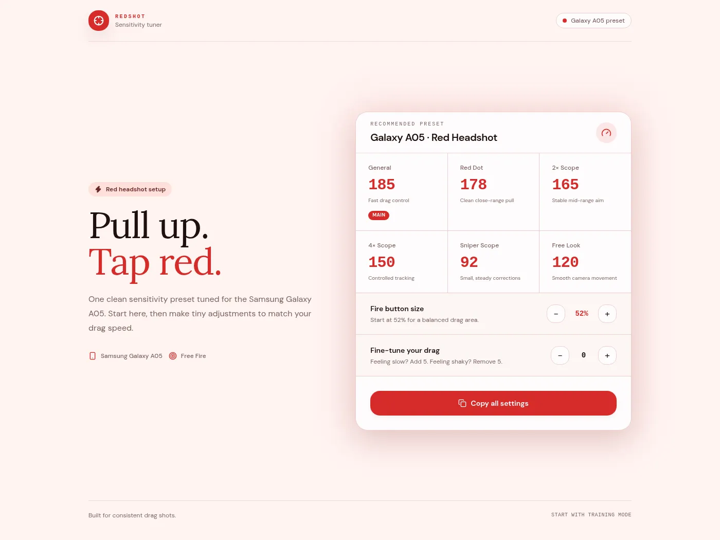 RedShot Sensitivity Tuner