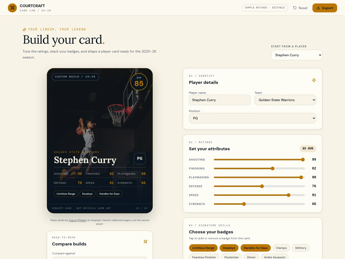 NBA 2K Card Builder