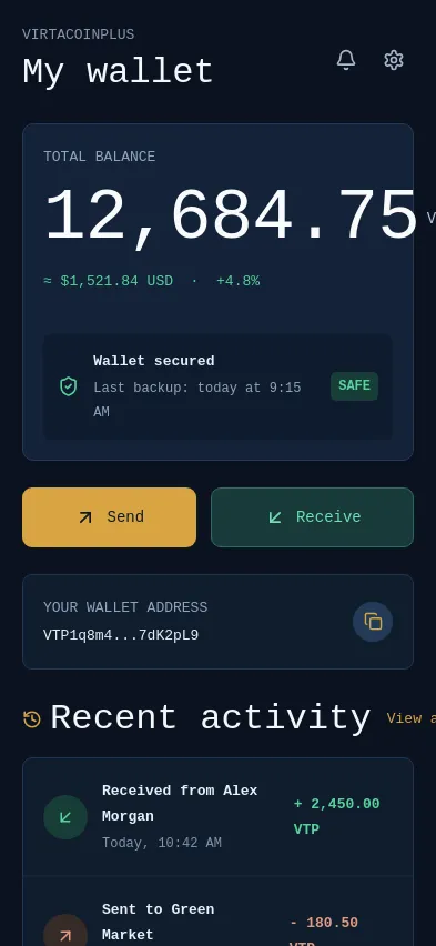 VirtacoinPlus Mobile Wallet