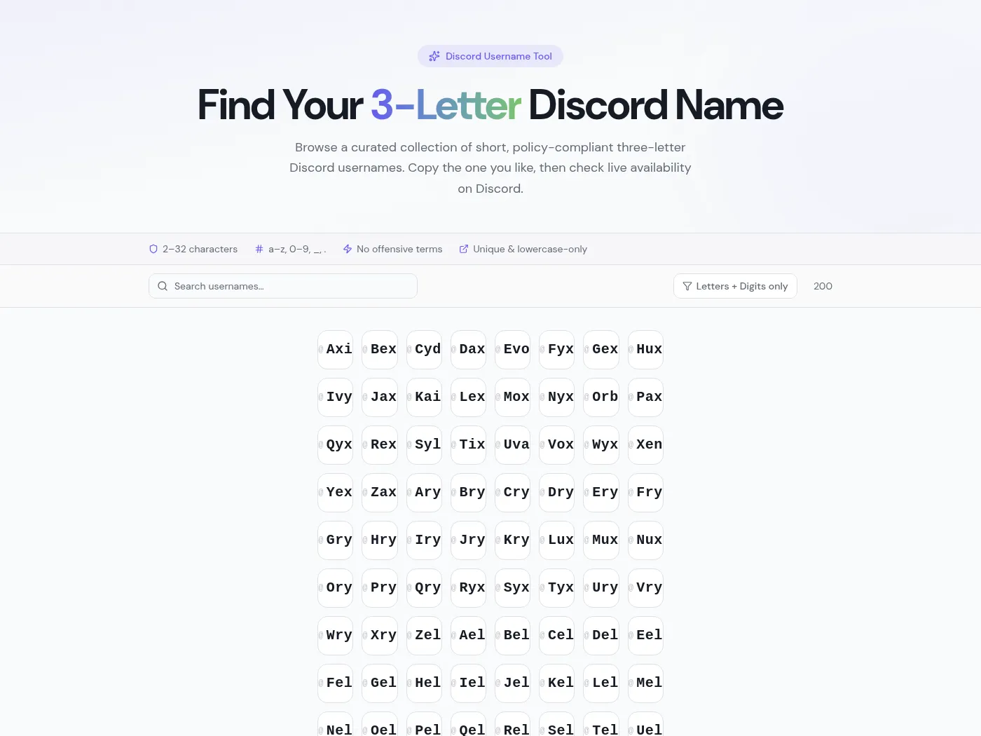 Discord Name Finder