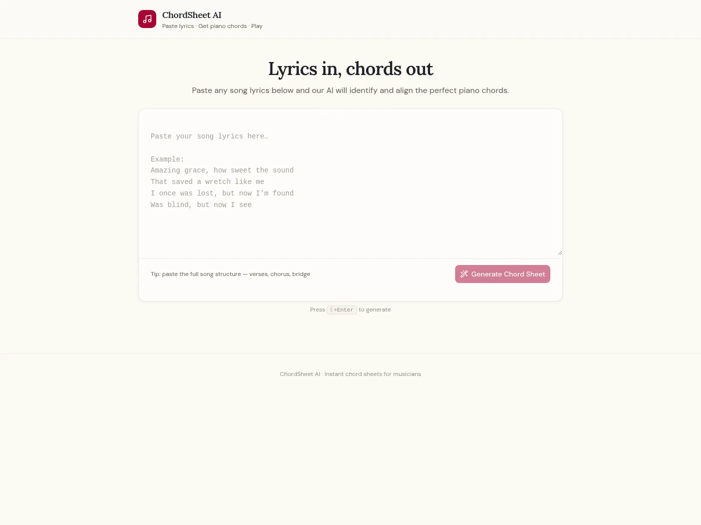 ChordSheet AI