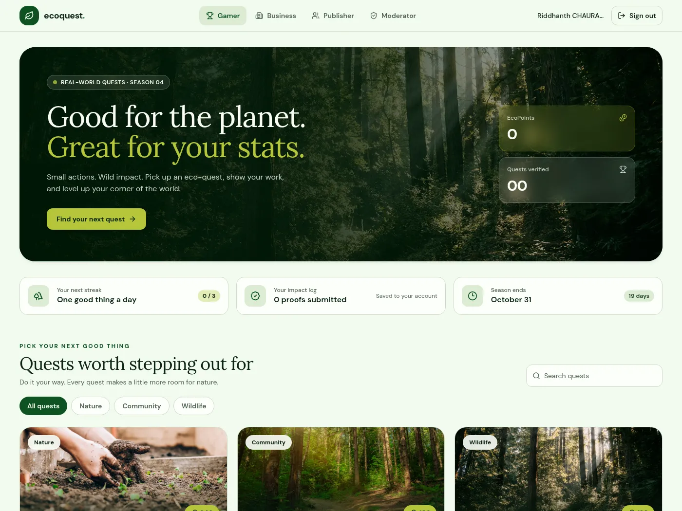 EcoQuest Web Platform