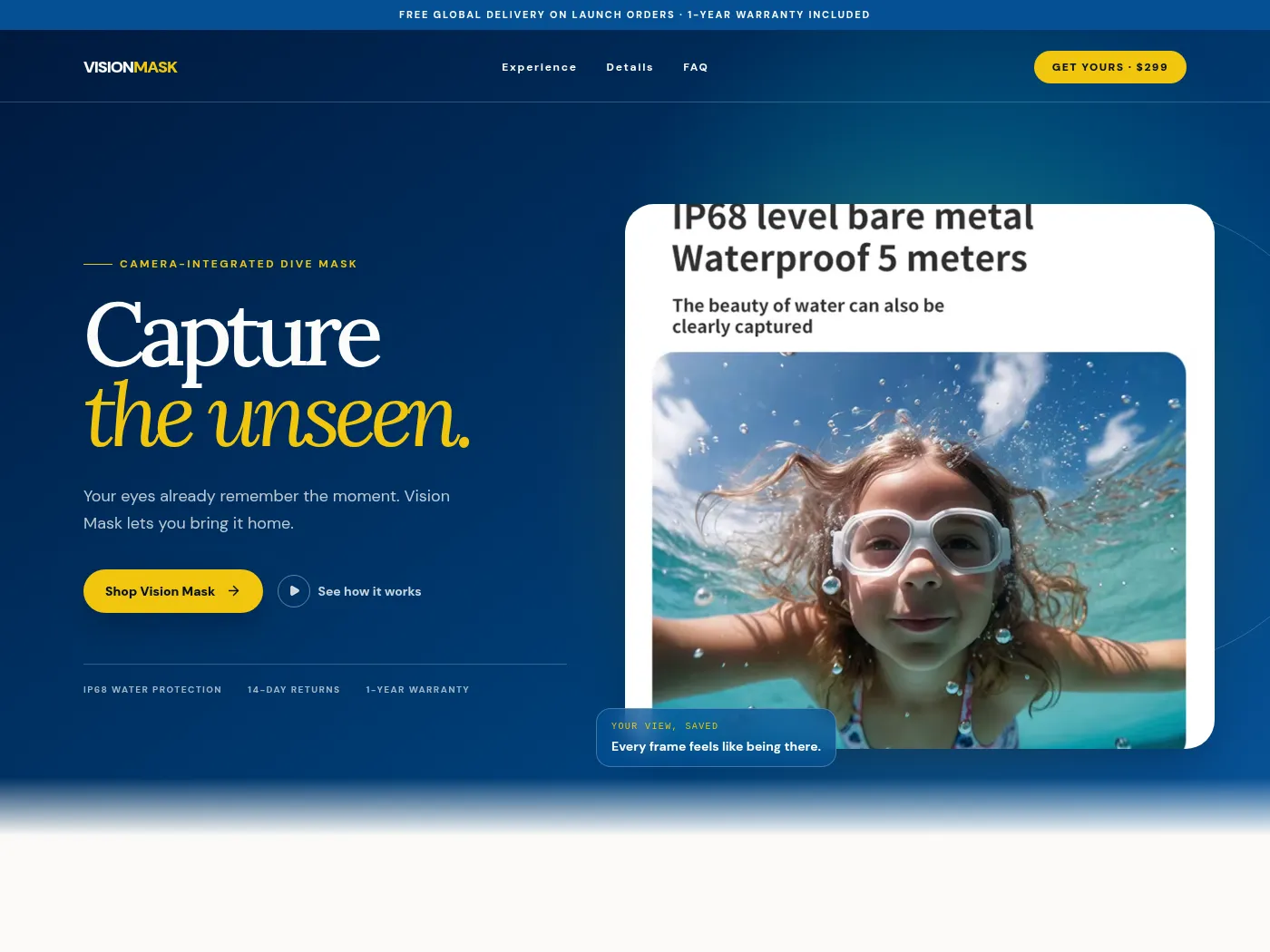 Vision Mask Landing Page