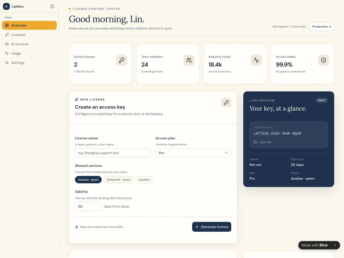 Chatbot License Generator