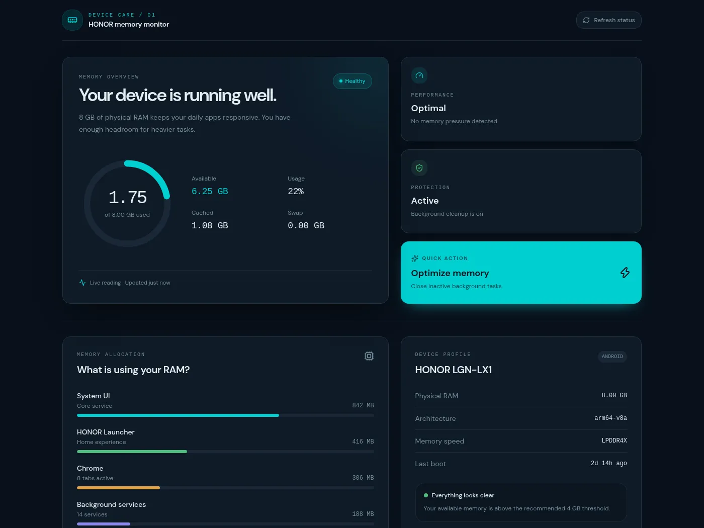 Honor Device RAM Info