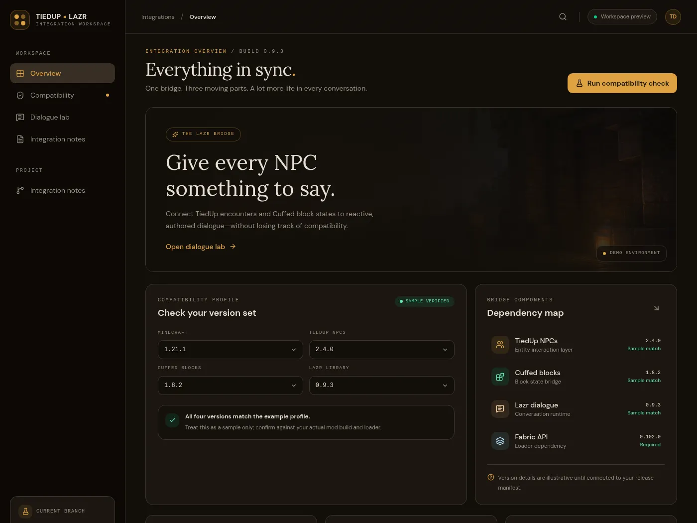 TiedUp NPCs Lazr Integration