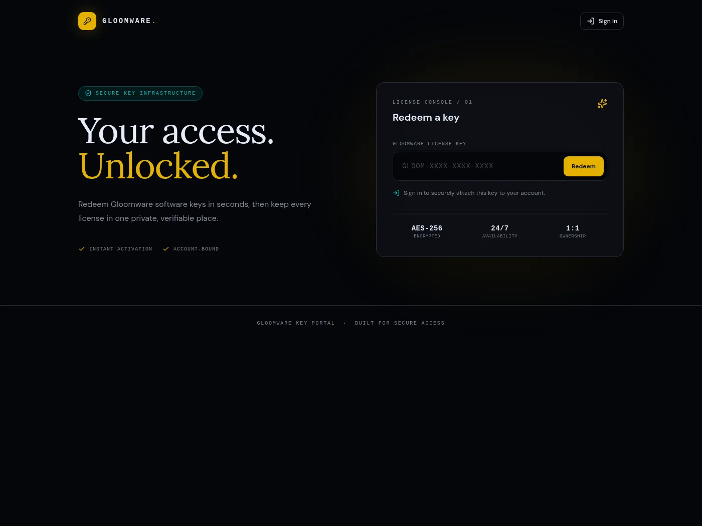 Gloomware Key Portal