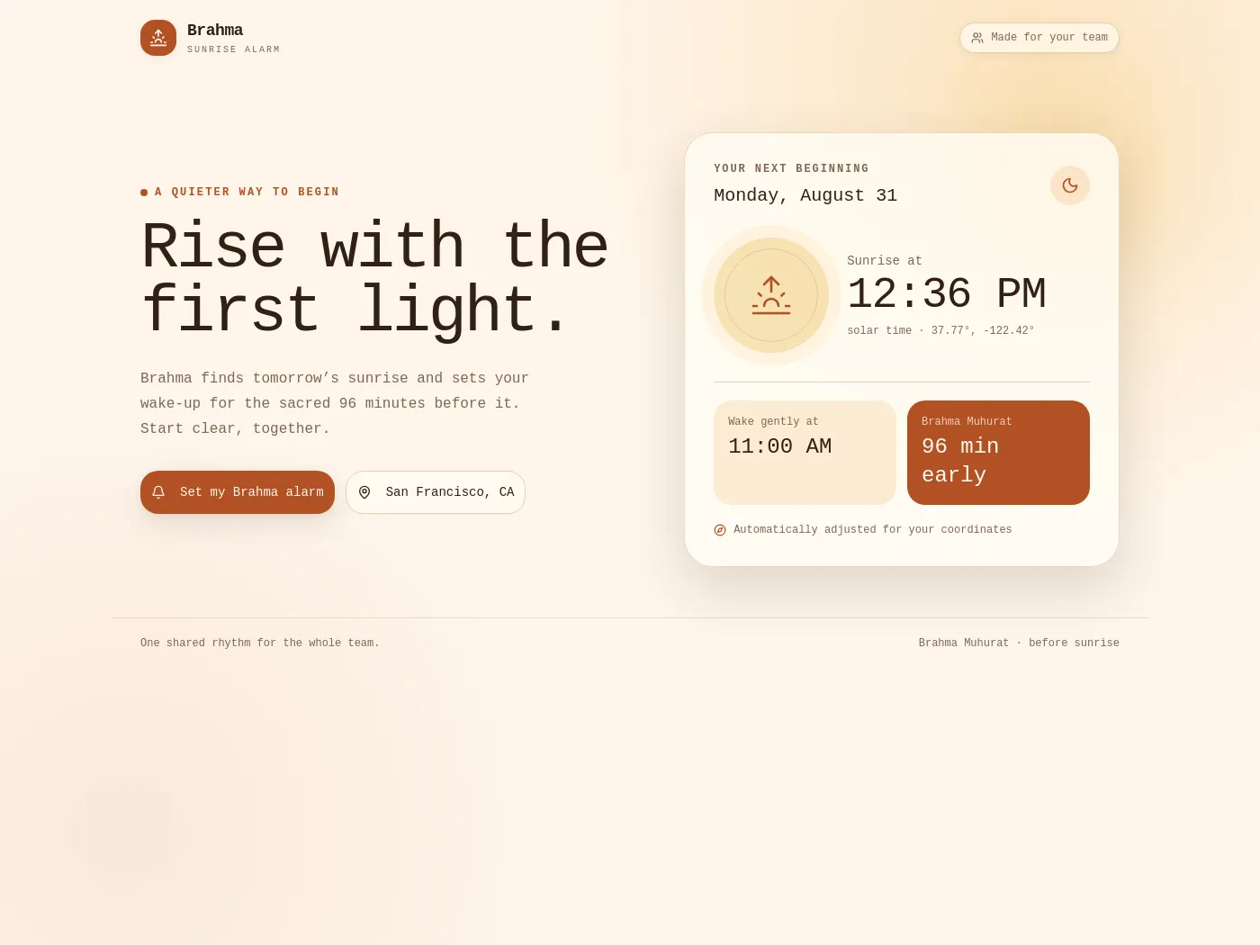 Brahma Sunrise Alarm