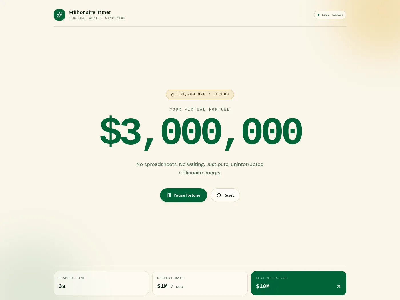 Millionaire Timer