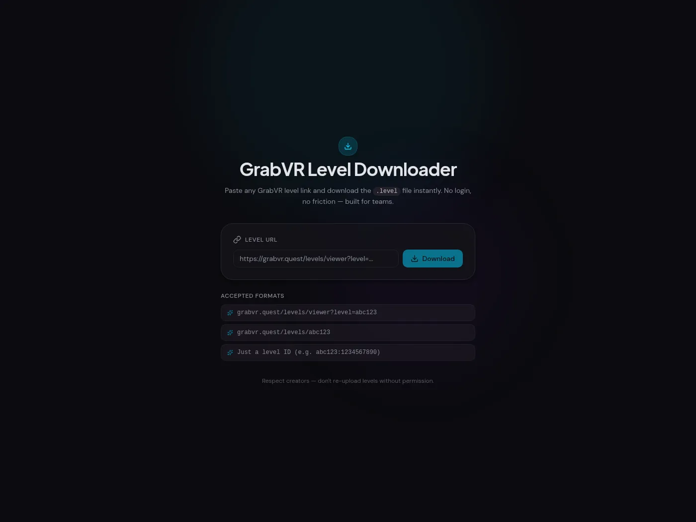 GrabVR Level Downloader