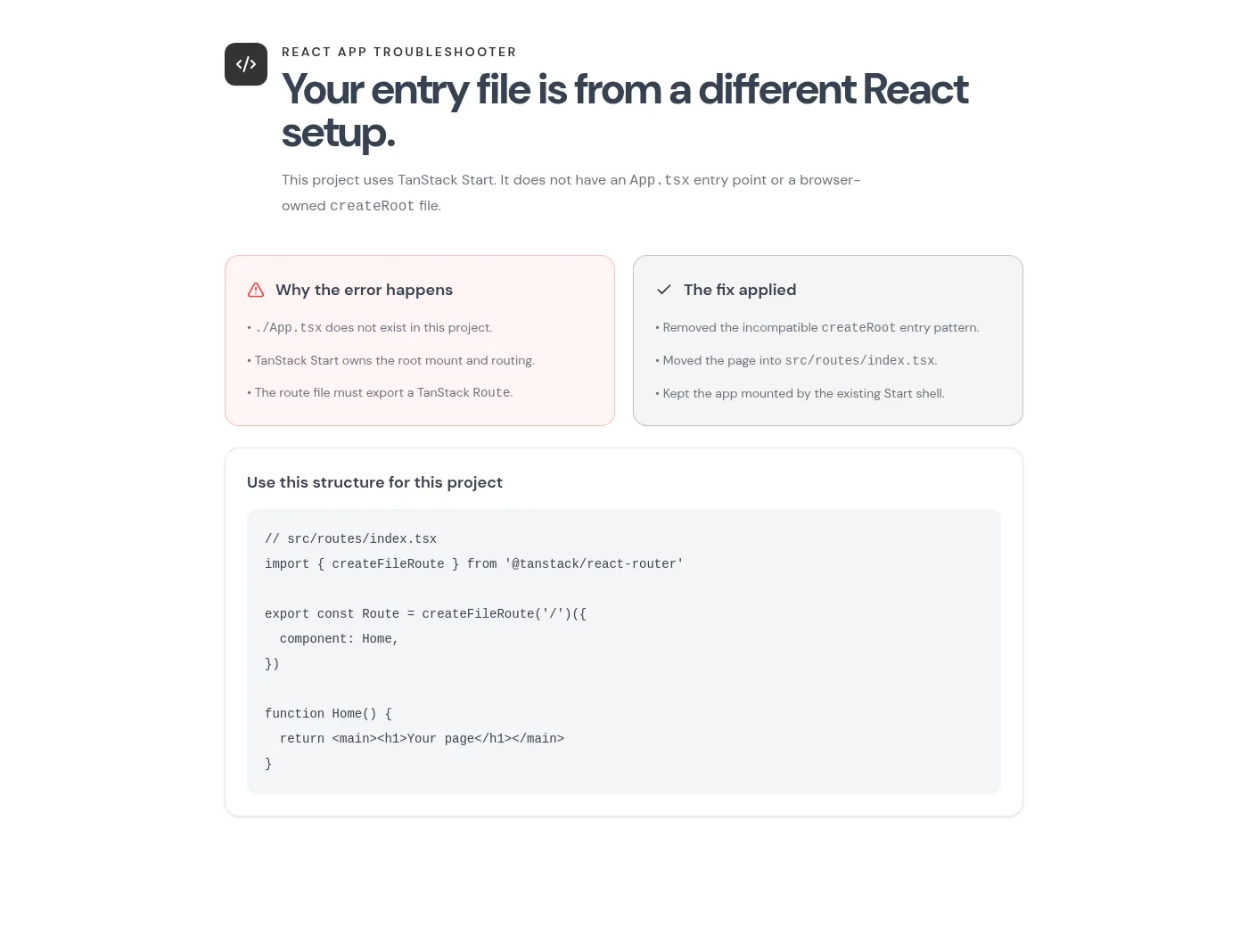 React App Troubleshooter