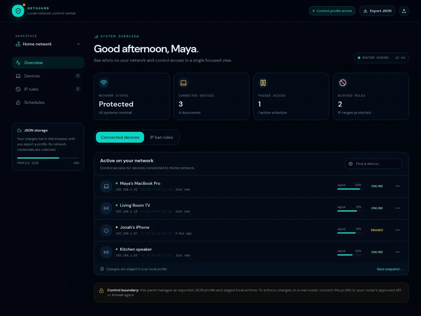 NetGuard Control Panel
