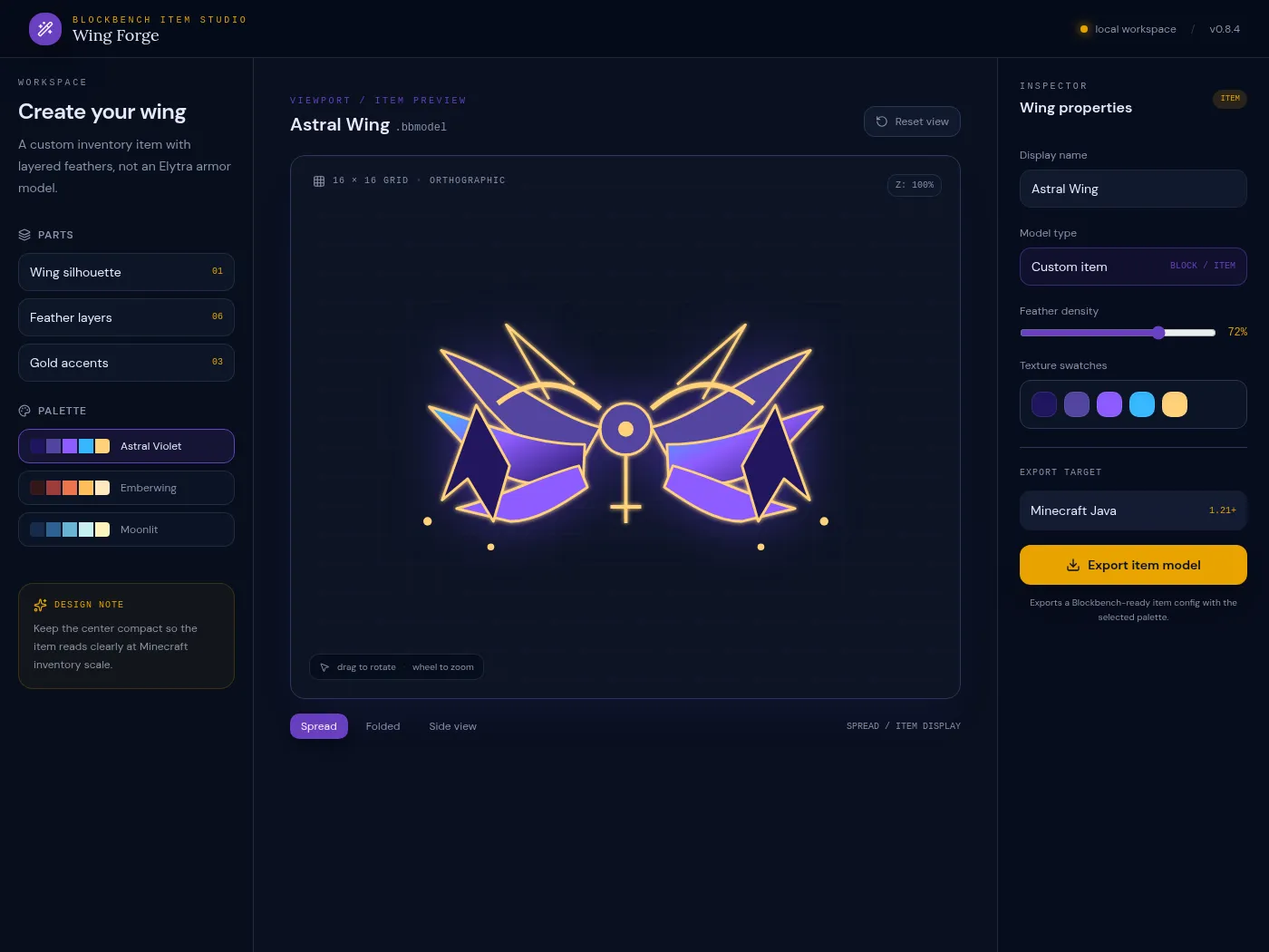 Blockbench Wing Item