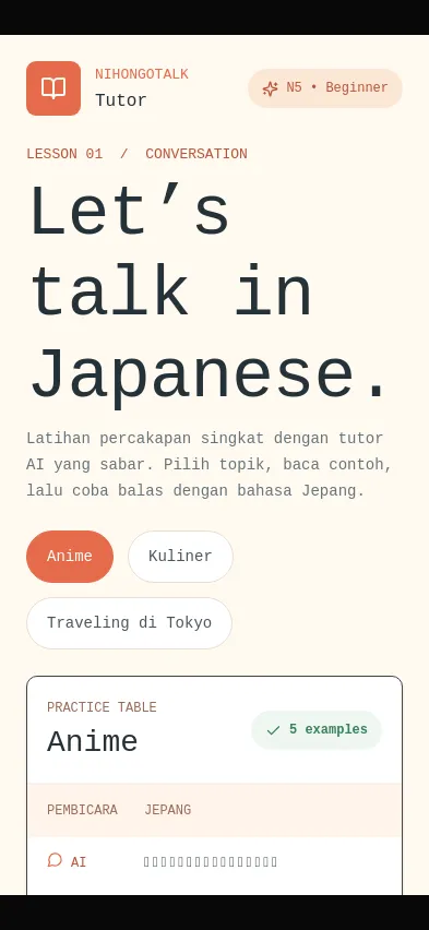 NihongoTalk Tutor