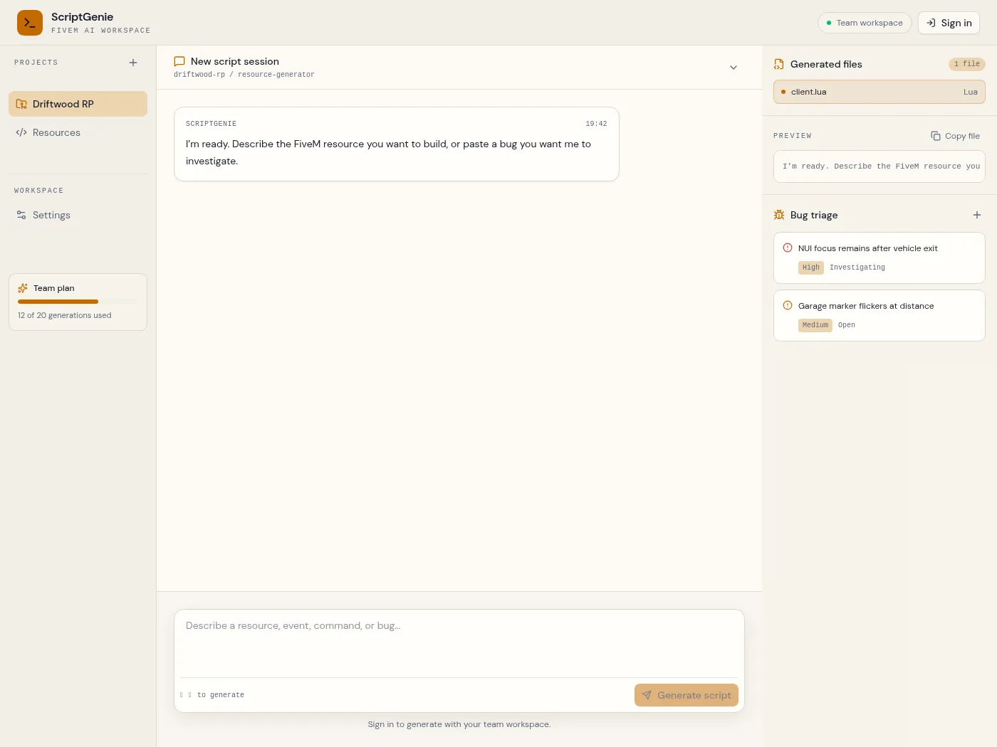 ScriptGenie AI Chatbot