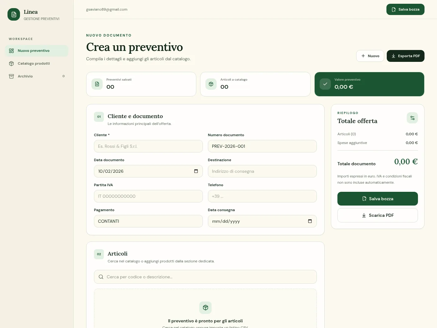 Preventivo Catalog Manager
