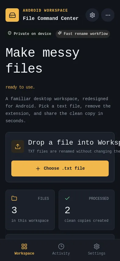 Android Workspace Wizard