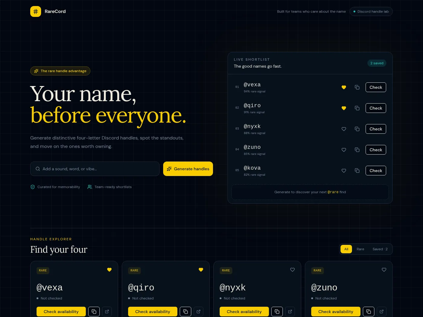 RareCord Handle Finder