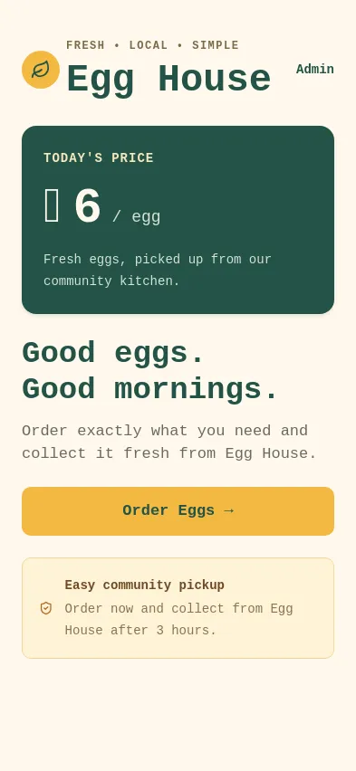 Egg House Ordering App