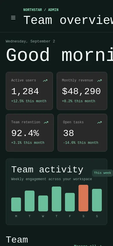 TeamAdmin Mobile Panel
