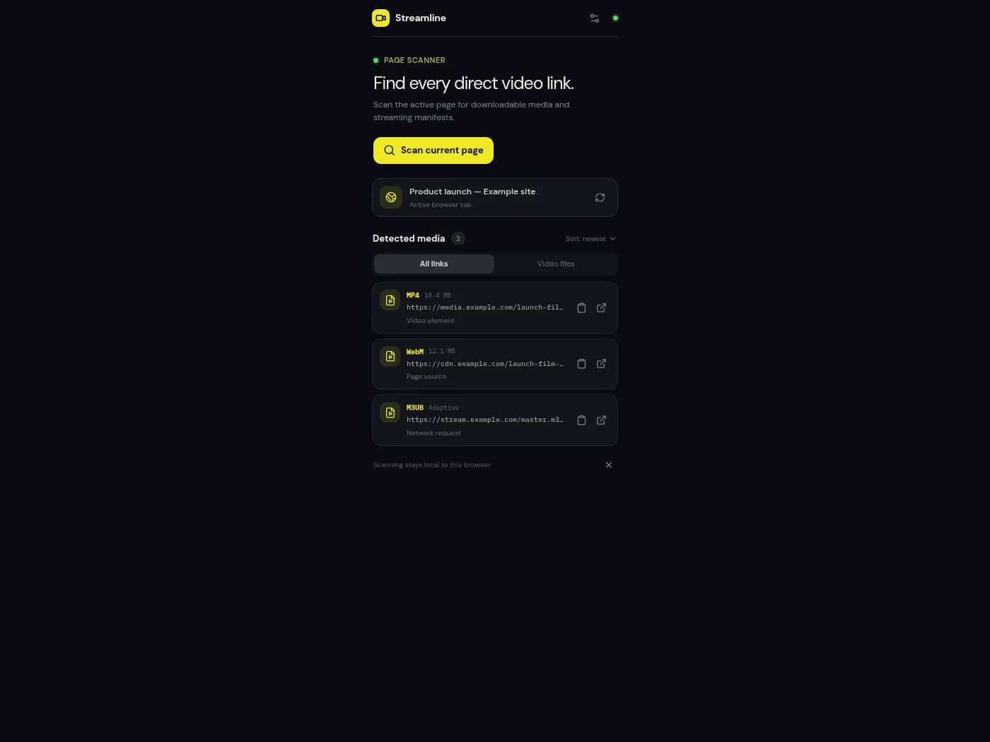 Video Sniffer Extension