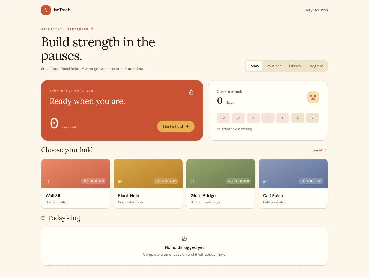 IsoTrack Home Workout App