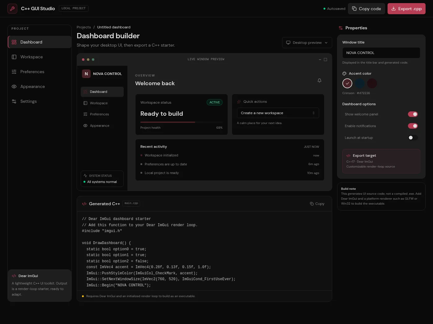 C++ GUI Builder