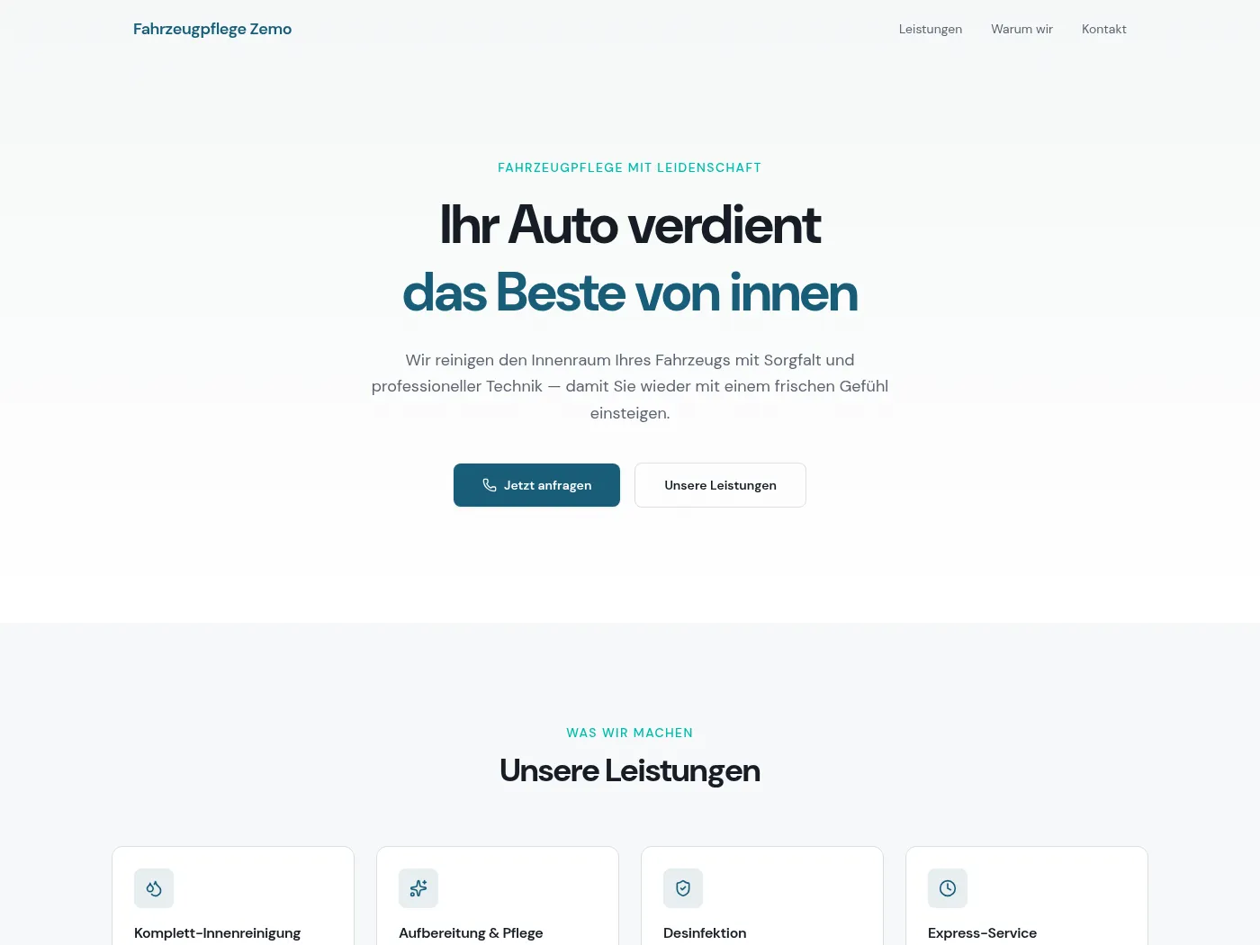 Zemo Fahrzeugpflege One Pager