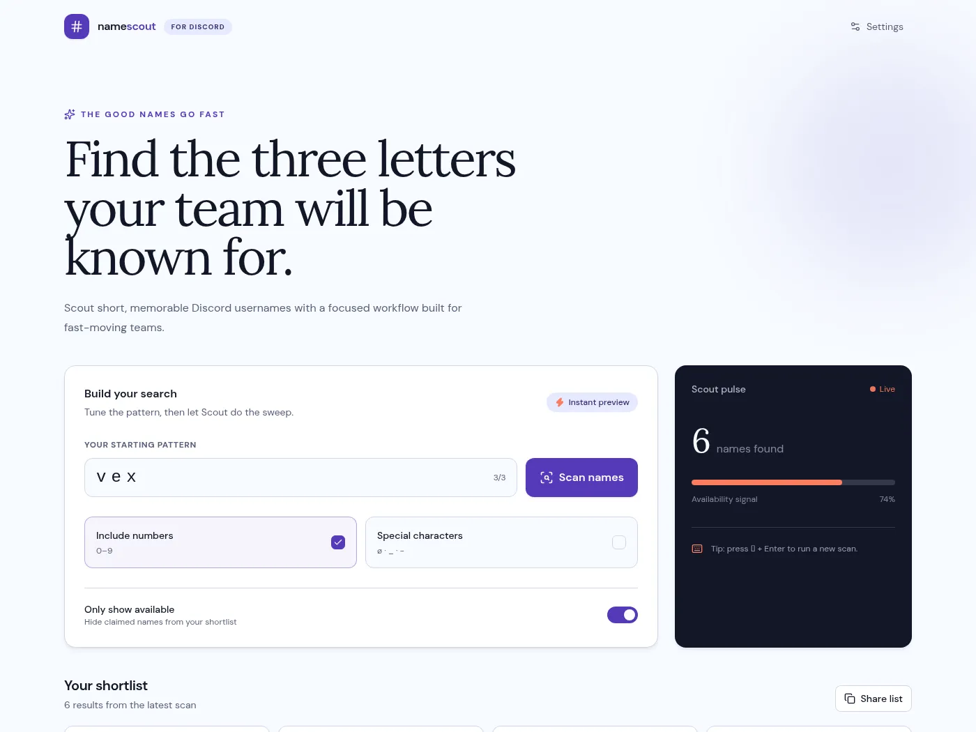 Discord Name Scanner