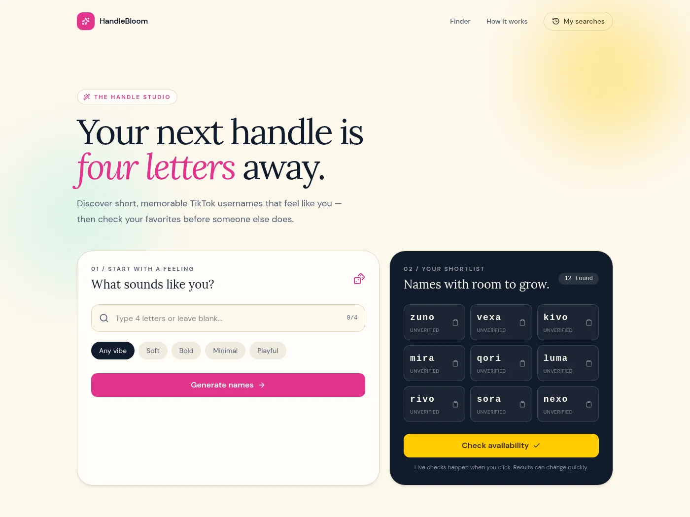 TikTok 4-Letter Finder