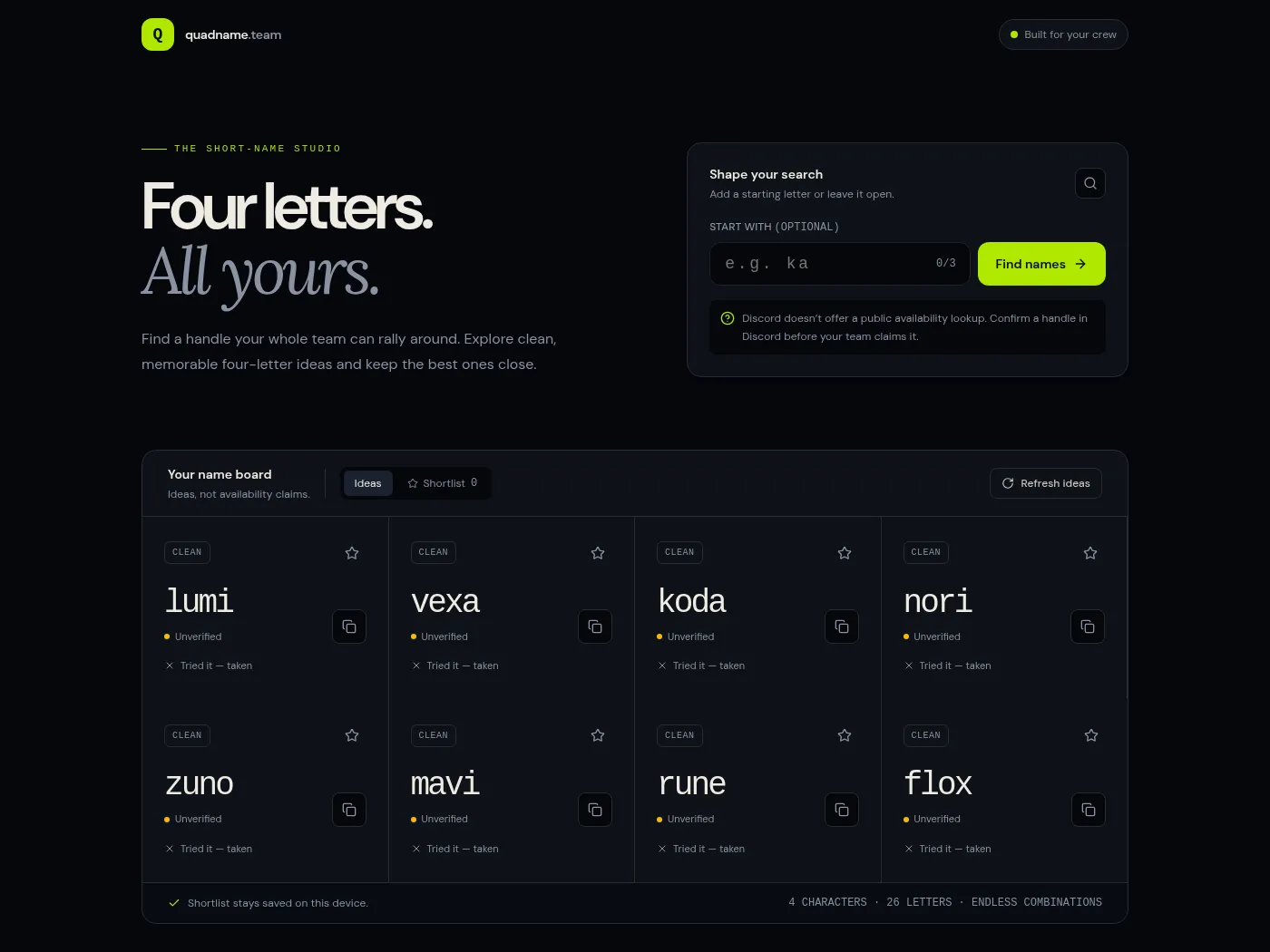 QuadName Finder