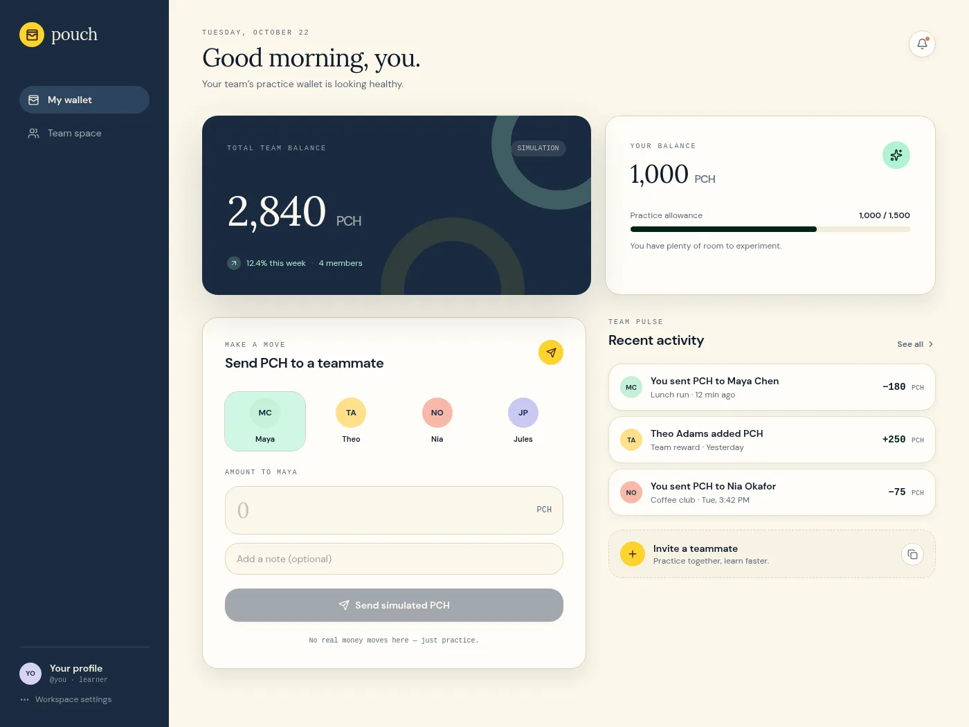 Team Crypto Wallet Sim