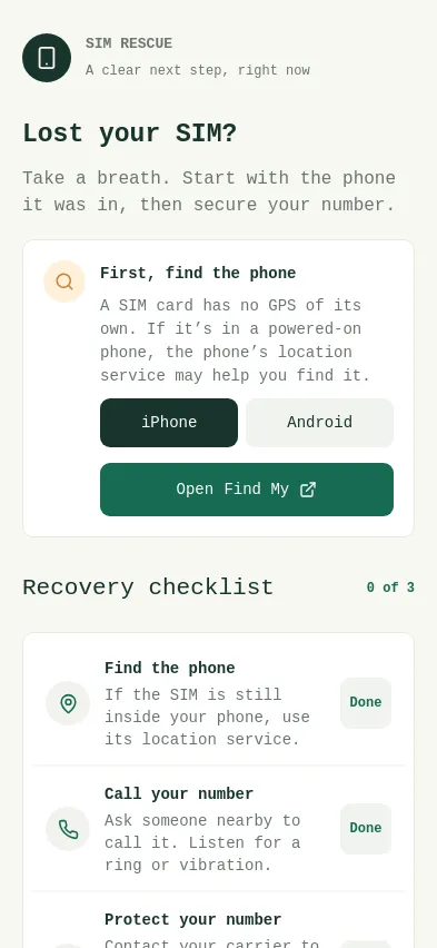 Sim Finder App