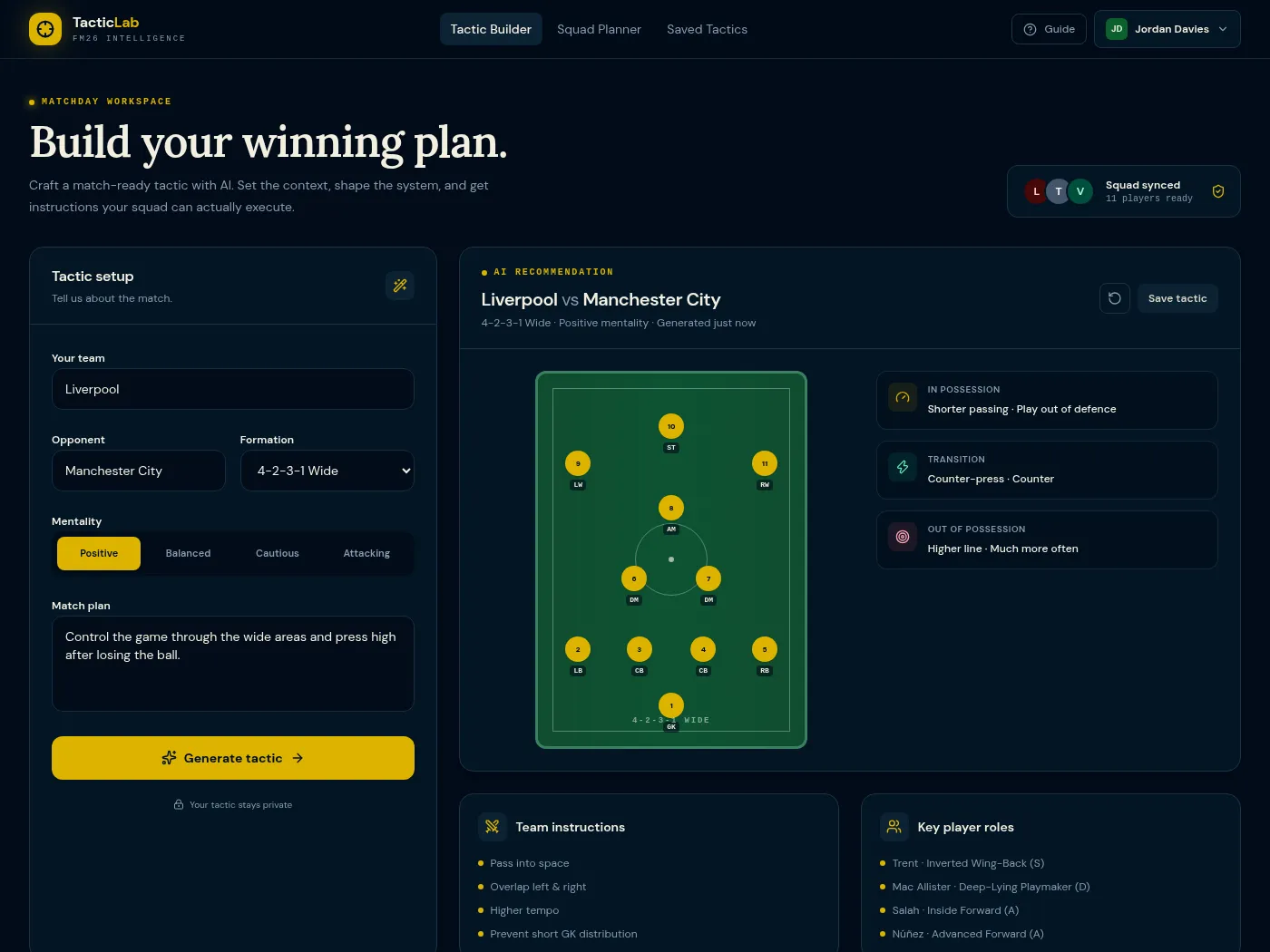 AI Football Tactic Builder