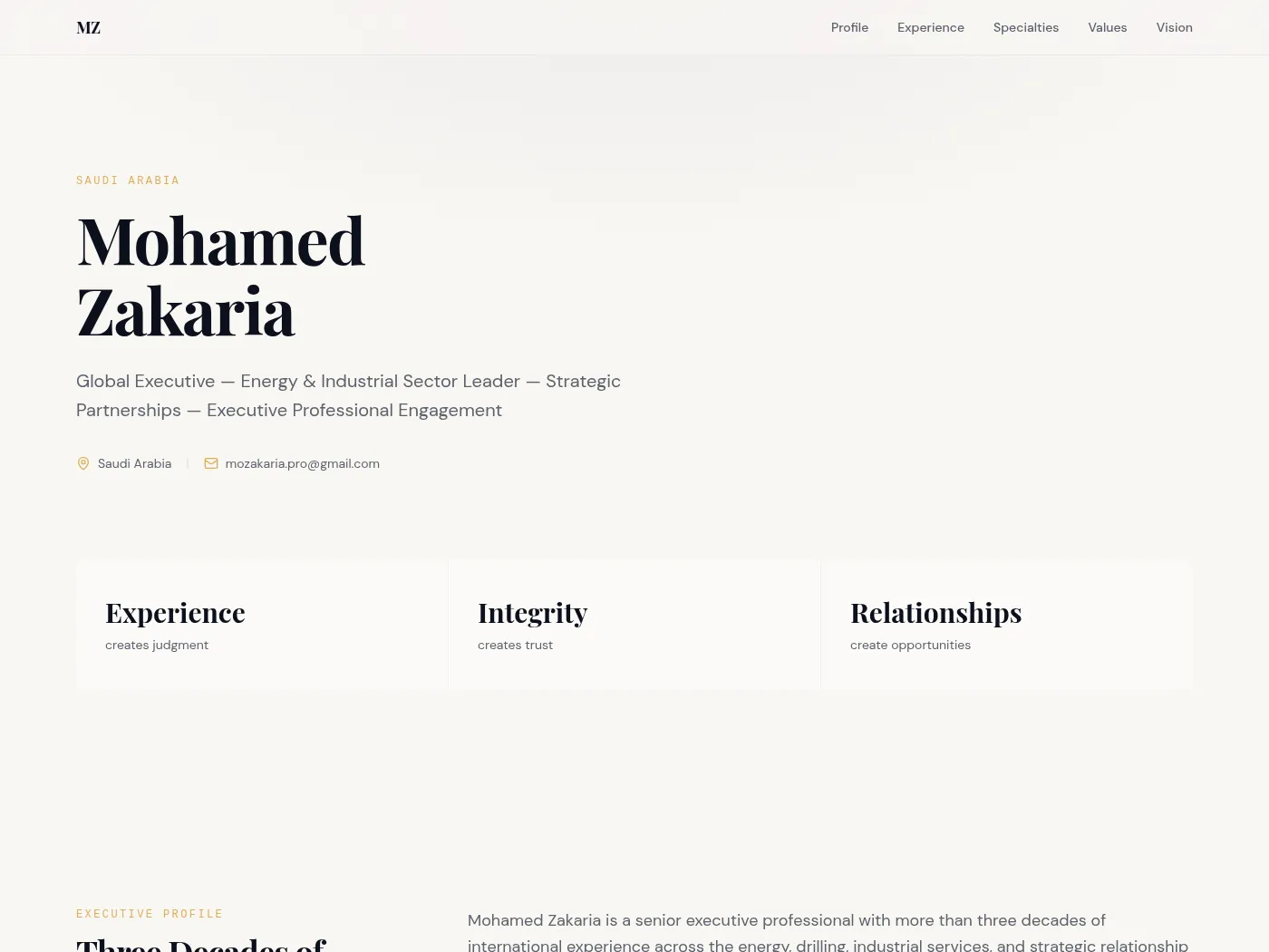 Zakaria Executive Profile Site