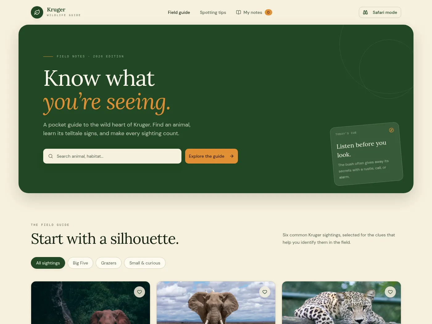 Kruger Wildlife Guide