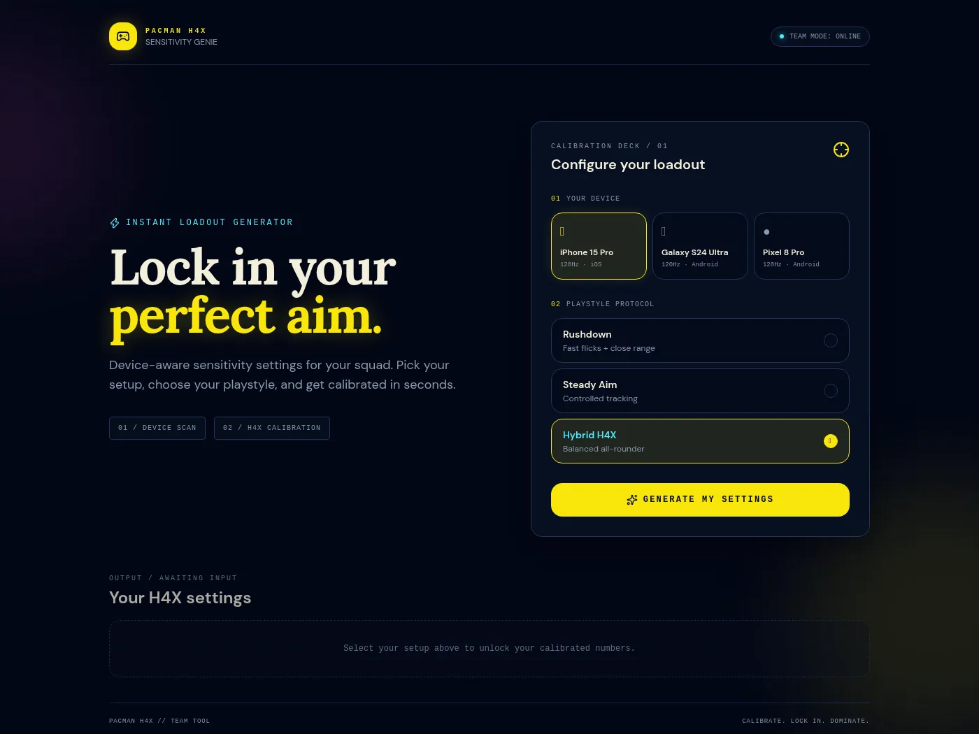 PACMAN Mobile Sensitivity Genie