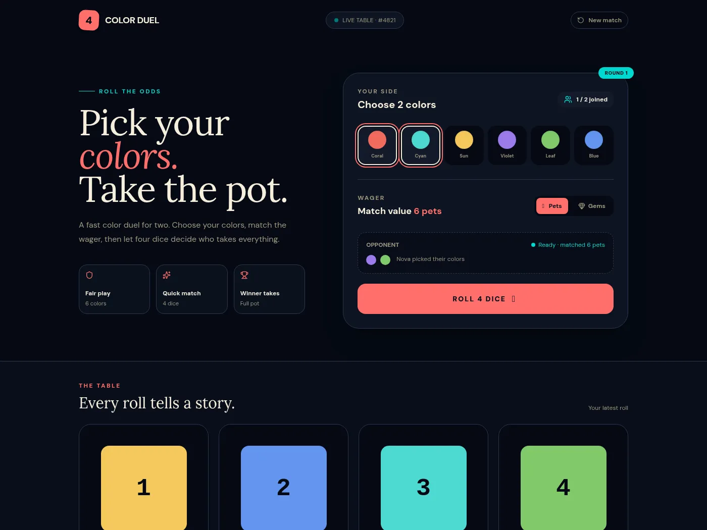 Color Duel Dice Game