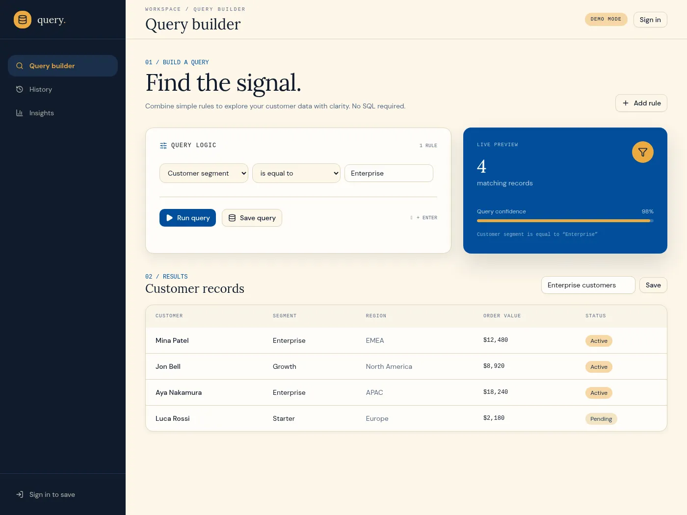 Smart Query Panel