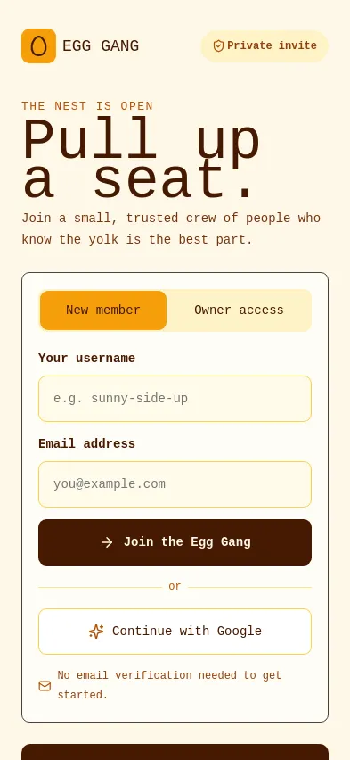 Egg Gang Signup App