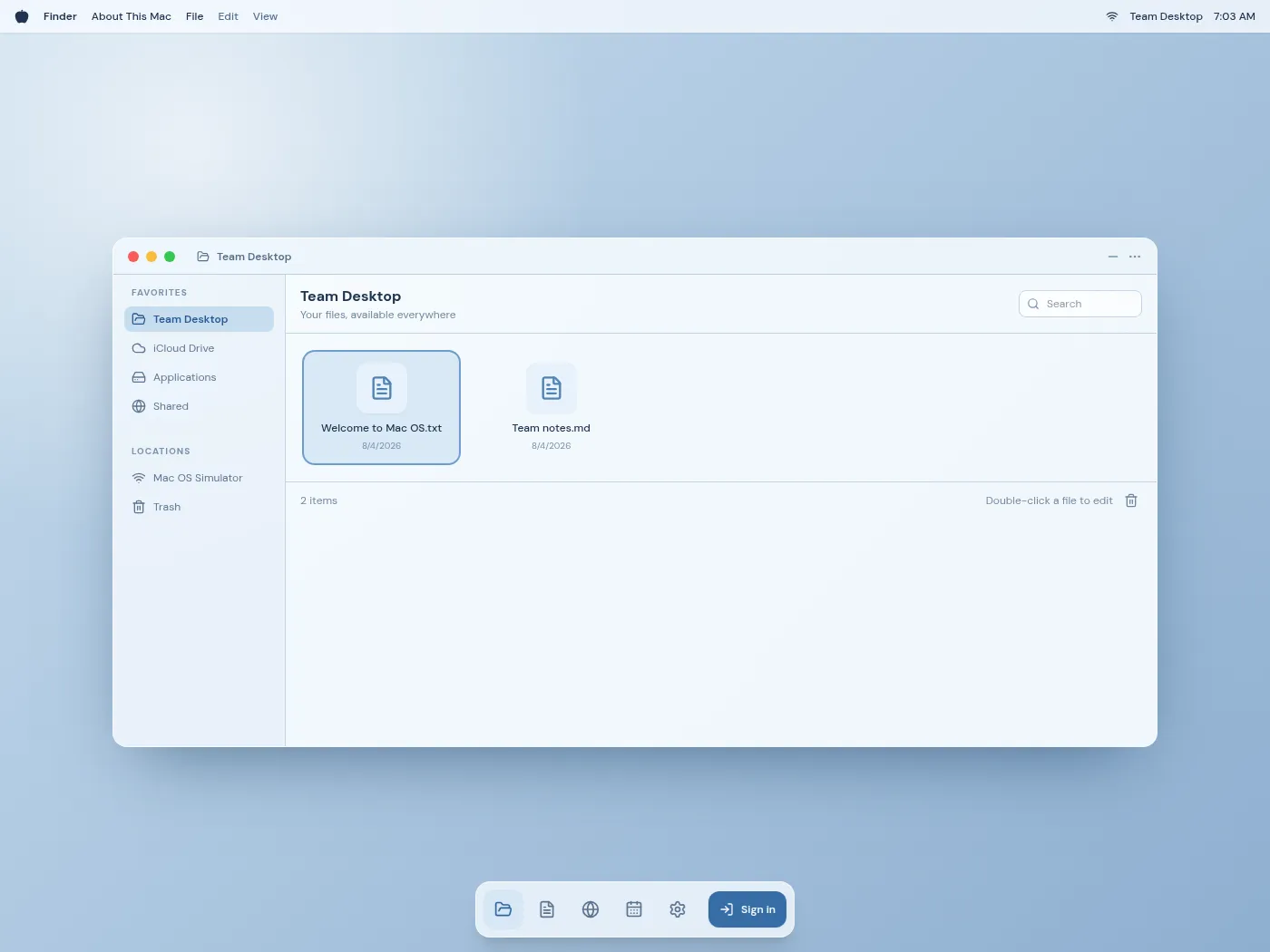 Mac OS Web Simulator