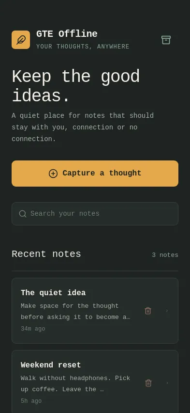 GTE Offline Notes